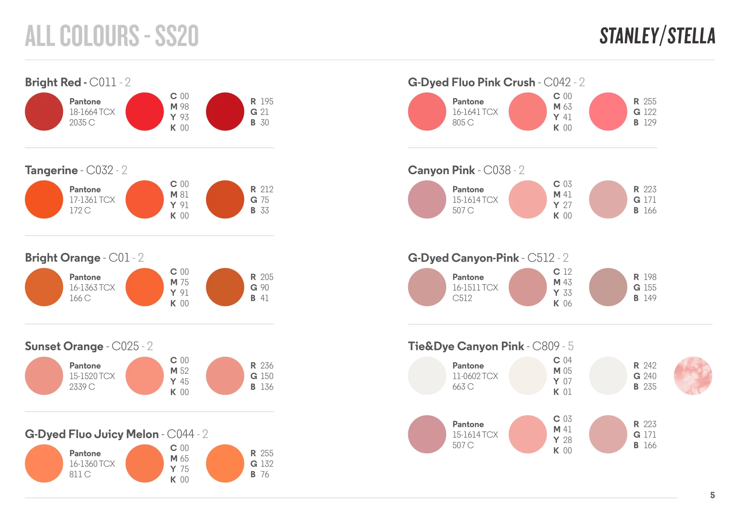 Stanley/Stella Colour Guide (Easy Colour Reference)